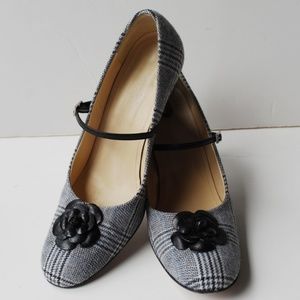 Faconnable | Shoes | Faconnable Gray Plaid Pumps 3d Flower Size 85m ...